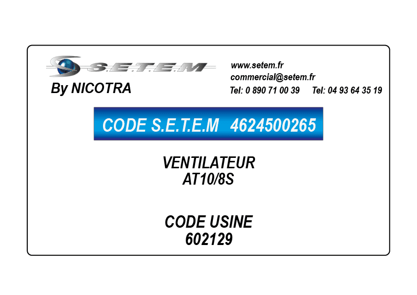 4624500265-VENTILATEUR NICOTRA AT10/8S *602129* - S.E.T.E.M ...